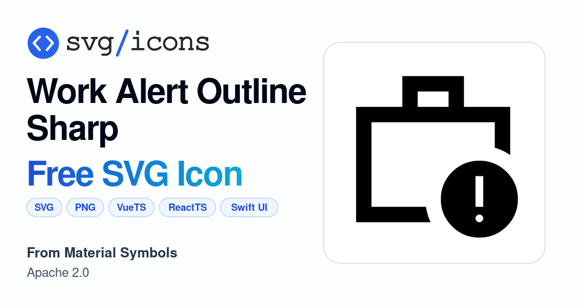 Work-alert-outline-sharp SVG Icon — Free Work-alert-outline-sharp PNG ...