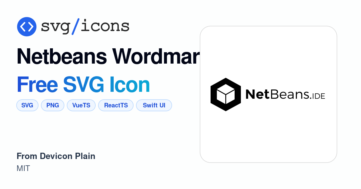 Netbeans-wordmark SVG Icon - Free Netbeans-wordmark PNG & SVG Download