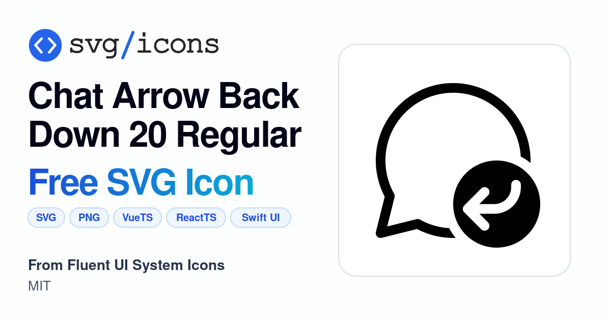 Chat-arrow-back-down-20-regular SVG Icon - Free Chat-arrow-back-down-20 ...