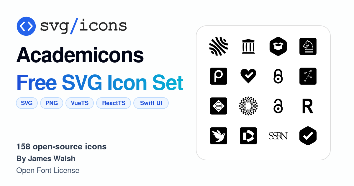 Svg/icons - Academicons Icon Set, 158 free SVG icons