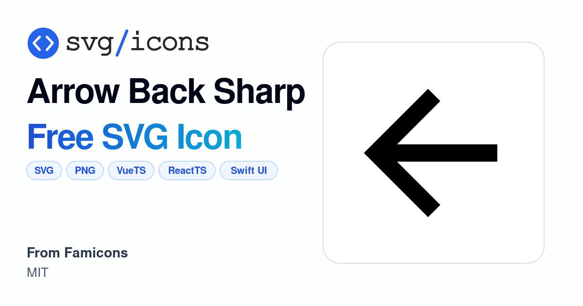 Arrow-back-sharp SVG Icon - Free Arrow-back-sharp PNG & SVG Download